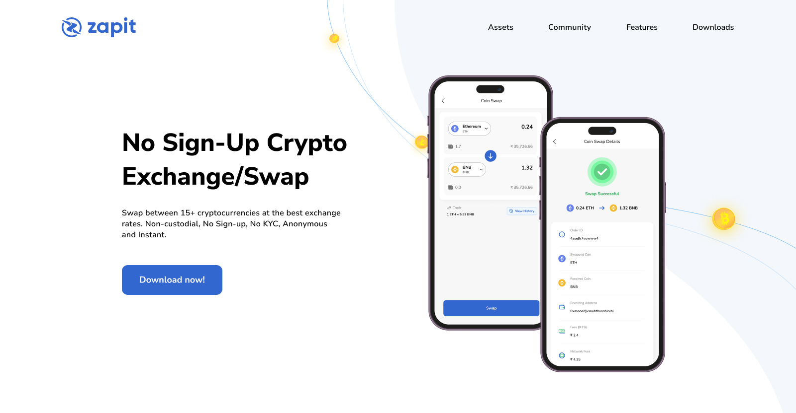 Exchange your favourite cryptocurrencies | Zapit Coin Swap
